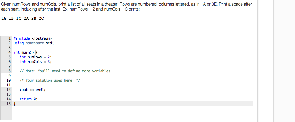 Solved Given Numrows And Numcols Print A List Of All Seats 2613