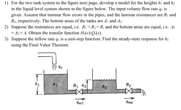 Solved For the two tank system in the figure next page, | Chegg.com