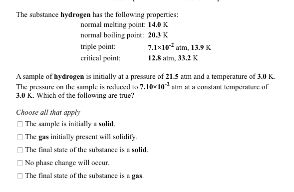 Solved The substance sulfur dioxide has the following | Chegg.com