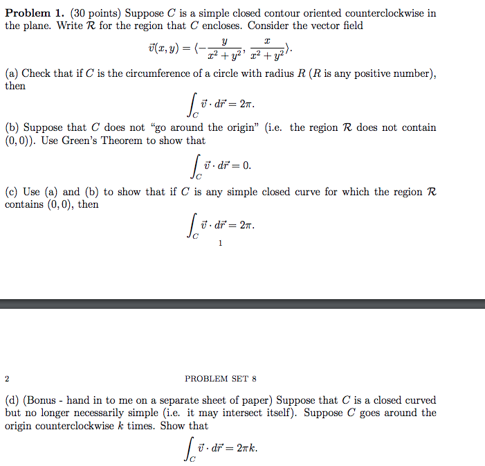 Solved Problem 1. (30 points) Suppose C is a simple closed | Chegg.com