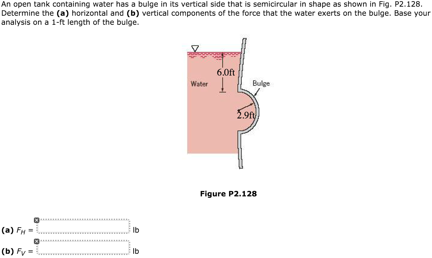 Solved An open tank containing water has a bulge in its | Chegg.com