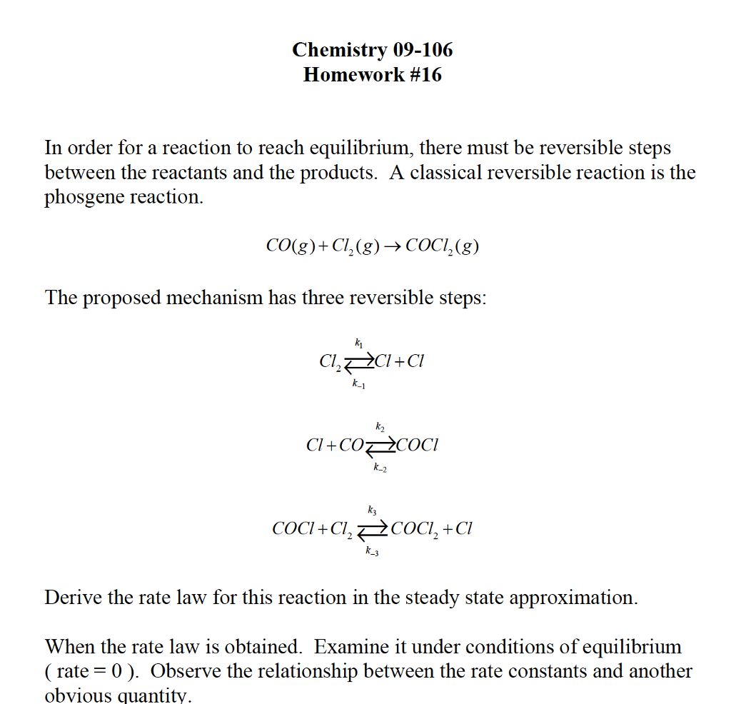 Solved In Order For A Reaction To Reach Equilibrium There