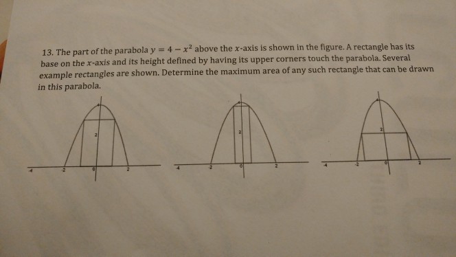 Solved 13. The part of the parabola y 4- x2 above the x-axis | Chegg.com