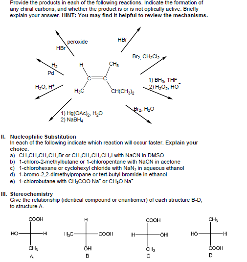 Solved Provide the products in each of the following | Chegg.com
