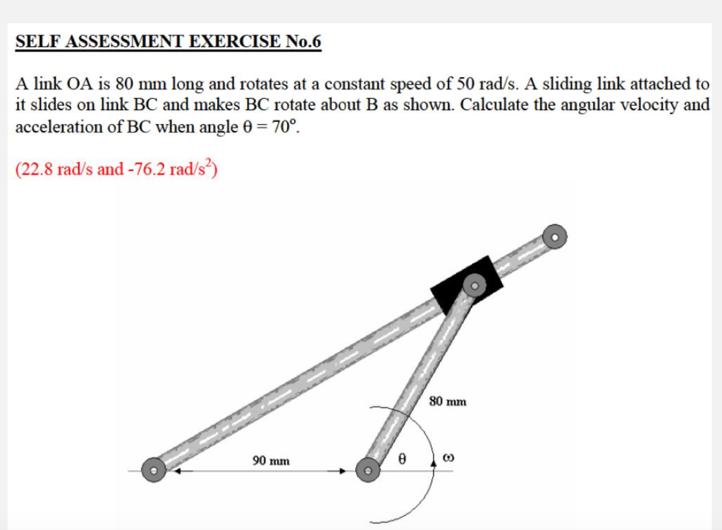Solved A link OA is 80 mm long and rotates at a constant | Chegg.com