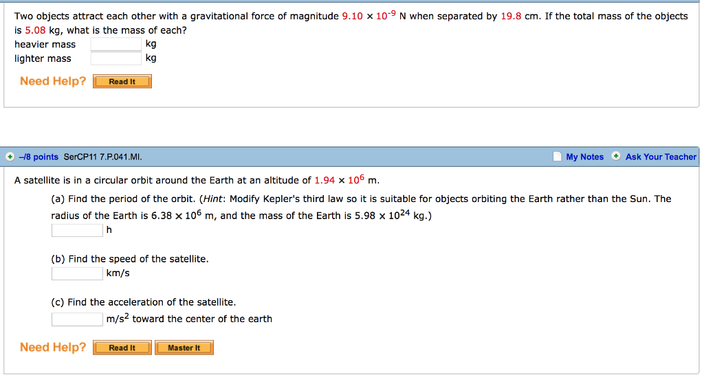 Solved Two objects attract each other with a gravitational | Chegg.com