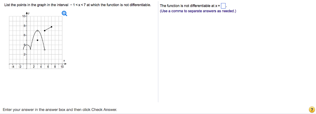 Solved The function is not differentiable at x (Use a comma | Chegg.com