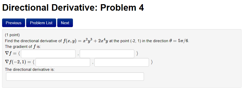 Solved Directional Derivative: Problem 4 Previous Problem | Chegg.com