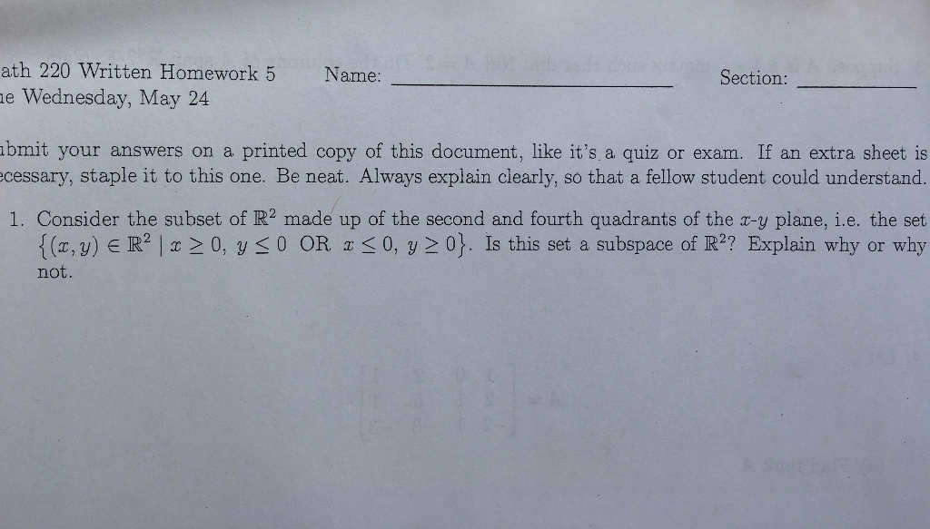 Solved Consider the subset of R^2 made up of the second and | Chegg.com
