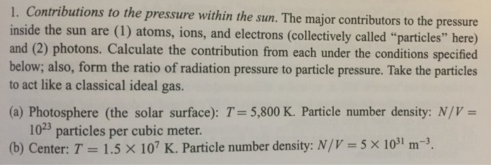 Solved Contributions to the pressure within the sun. The | Chegg.com