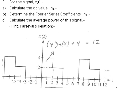 Solved 3. For the signal, x(t), a Calculate the dc value, | Chegg.com