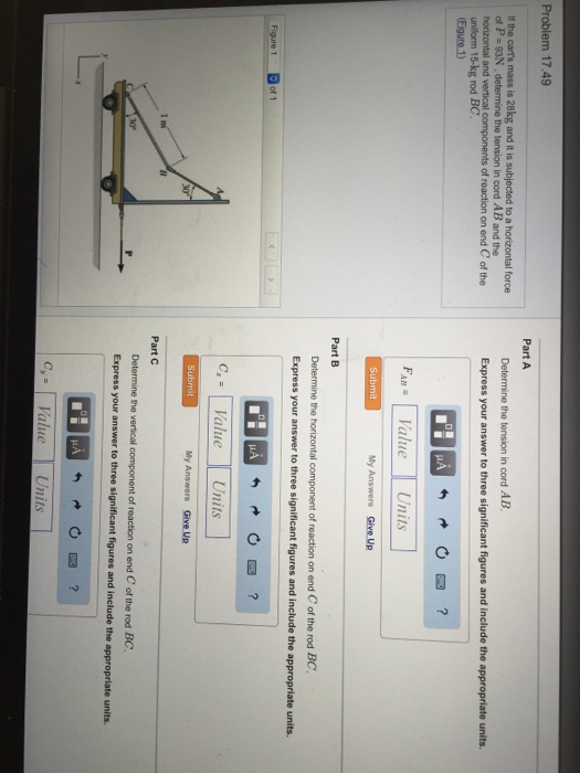 Solved Problem 17.49 if the cart?s mass is 28 kg and it is | Chegg.com