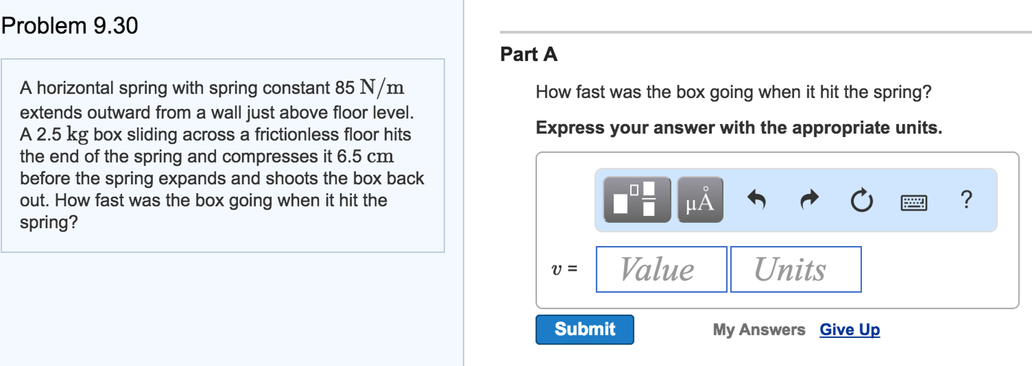 Solved A horizontal spring with spring constant 85 N/m | Chegg.com