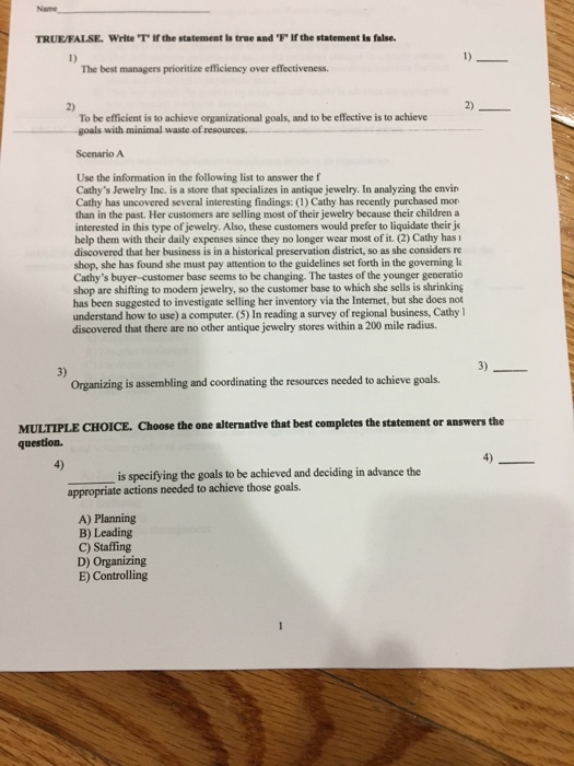 Solved TRUEFALSE. Write Tif the statement ls true and "F if | Chegg.com