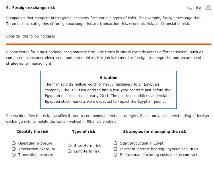 Solved 6. Foreign exchange risk Companies that compete in | Chegg.com