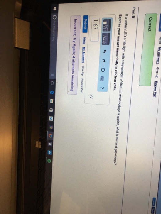 Solved My Answers Give Up Review Part Correct Part B lf a | Chegg.com