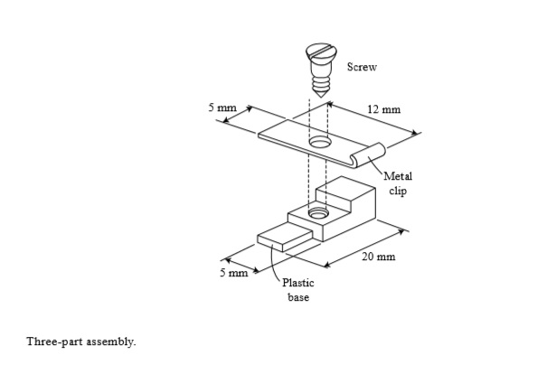 Solved The figure shows a small three-part assembly that is | Chegg.com