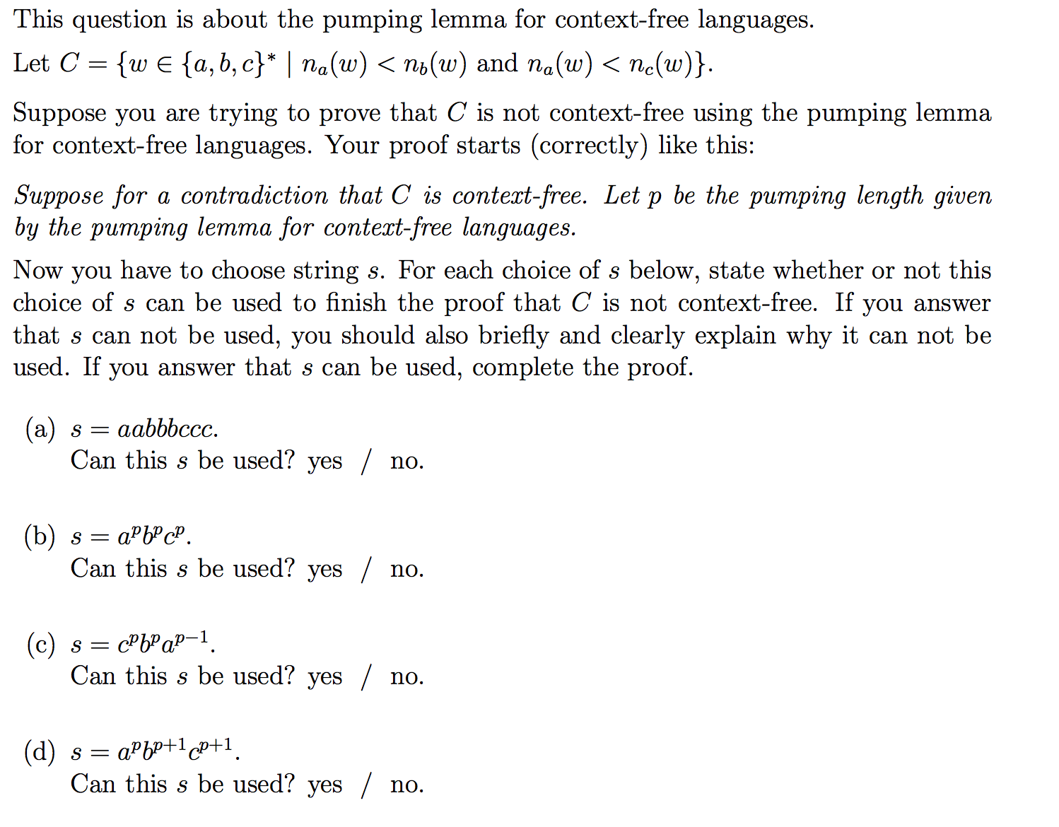 Solved This question is about the pumping lemma for | Chegg.com