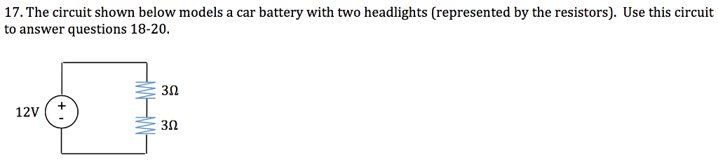 Solved 17. The circuit shown below models a car battery with | Chegg.com