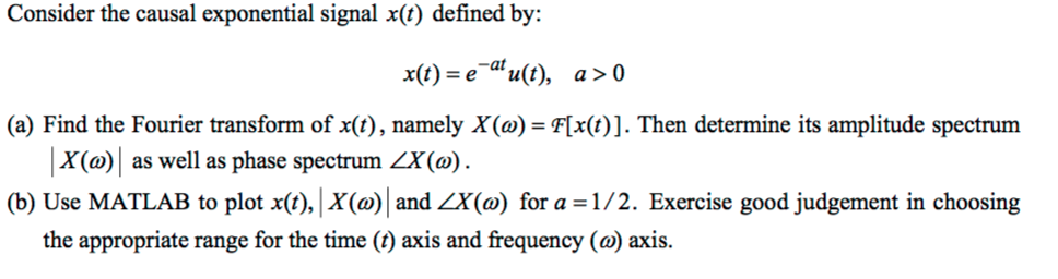 Solved Consider the causal exponential signal x(t) defined | Chegg.com