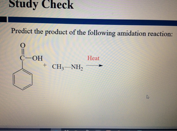Solved Predict the product of the following amidation | Chegg.com