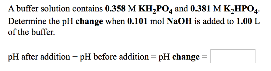 Solved A buffer solution contains 0.358 M KH2PO4 and 0.381 M | Chegg.com