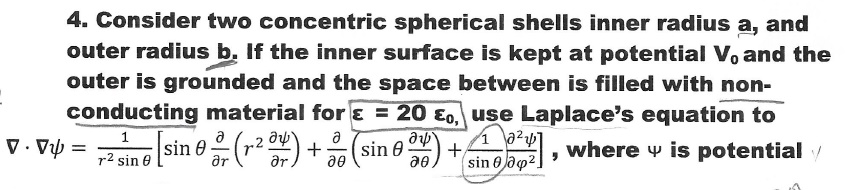 Solved 4. Consider two concentric spherical shells inner | Chegg.com