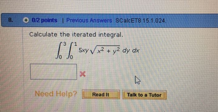 Solved Calculate the iterated integral. integral_0^3 | Chegg.com