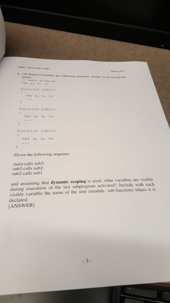 Solved Consider the following program, written in | Chegg.com