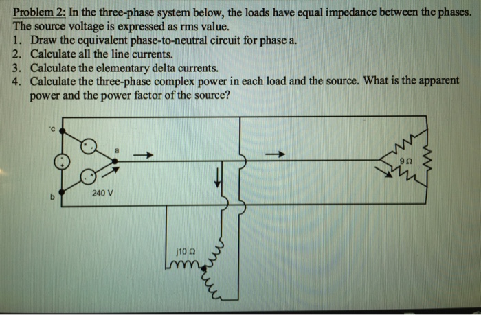 Solved Problem 2: In the three-phase system below, the loads | Chegg.com