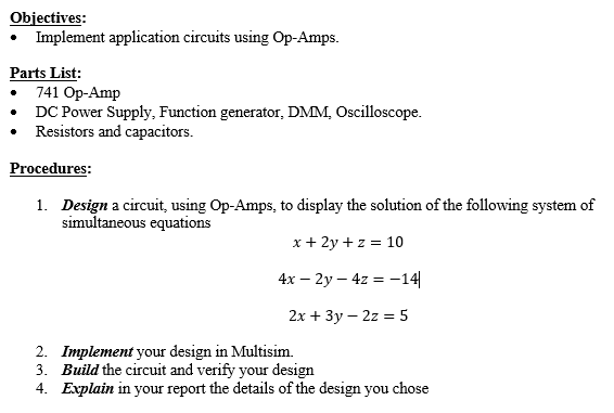 Implement application circuits using Op-Amps. 741 | Chegg.com