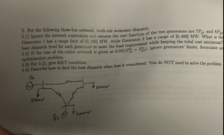 Solved 5. For the following three-bus network, work out | Chegg.com