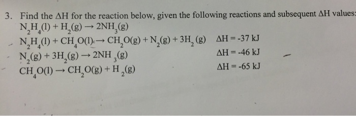 Solved Find the Delta H for the reaction below, given the | Chegg.com