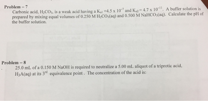 Solved Carbonic acid, H_2CO_3, is a weak acid having a K_a1 | Chegg.com