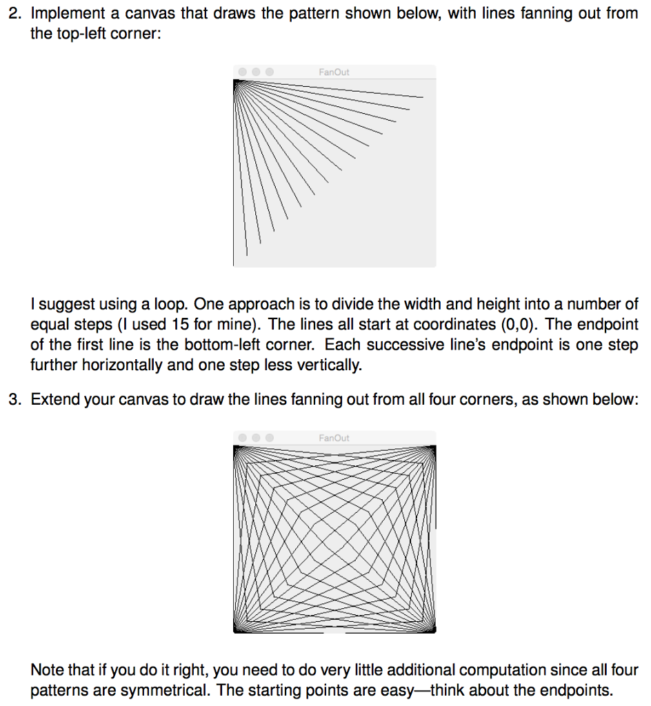Solved 2. Implement a canvas that draws the pattern shown | Chegg.com