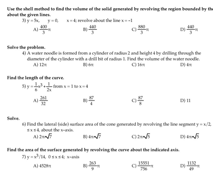 Solved Use the shell method to find the volume of the solid | Chegg.com