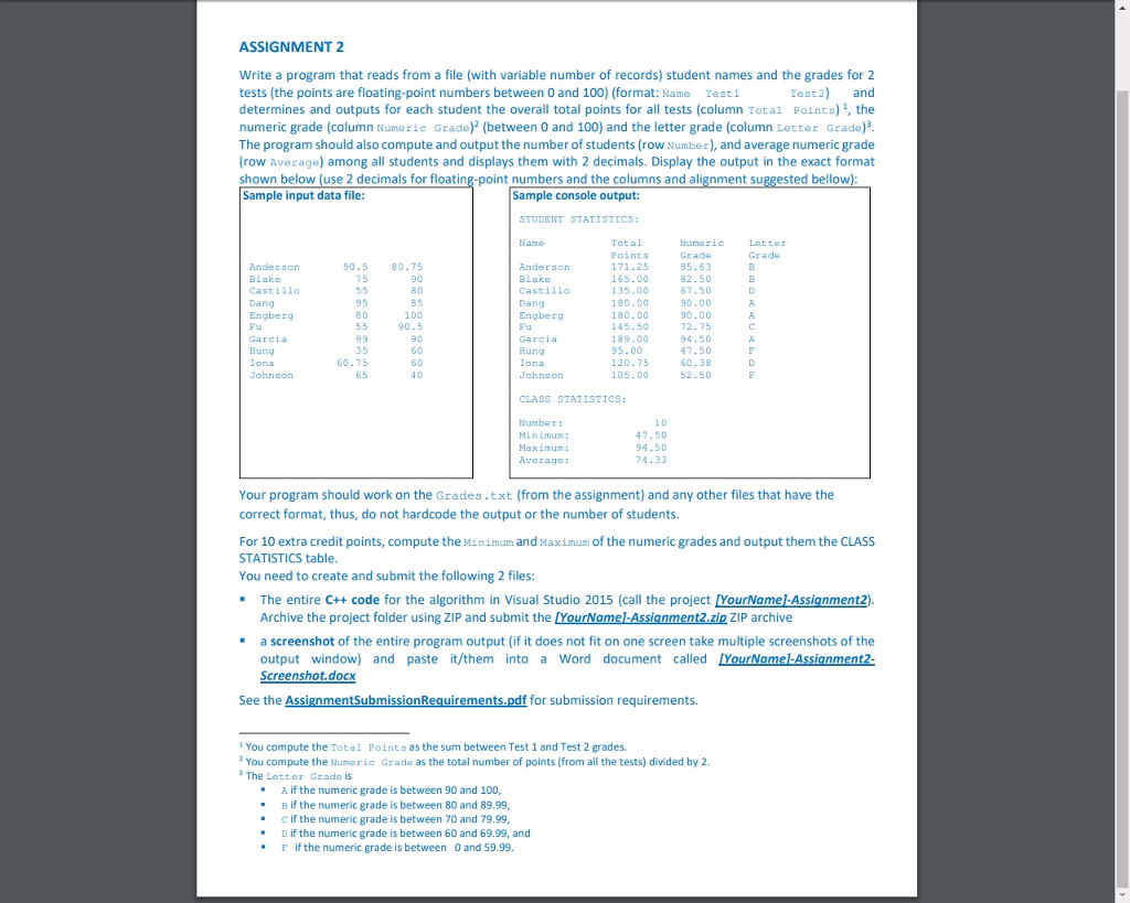 Solved ASSIGNMENT 2 Write a program that reads from a file | Chegg.com