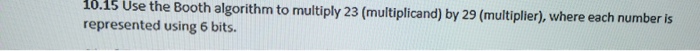 Solved Use the Booth algorithm to multiply 23 (multiplicand) | Chegg.com