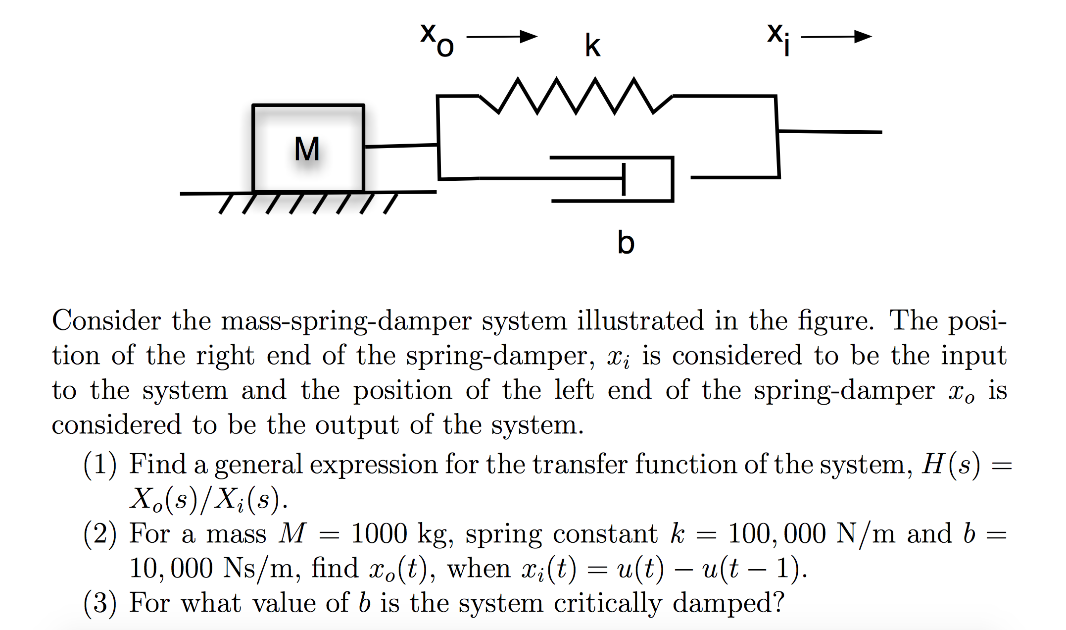 Solved Mass-spring-damper system..please only answer if you | Chegg.com