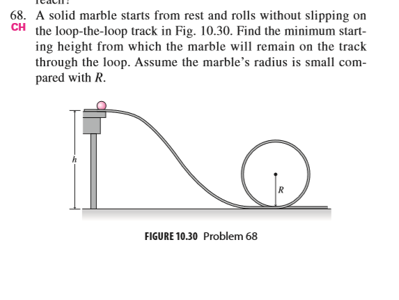 Solved 68. A solid marble starts from rest and rolls without | Chegg.com