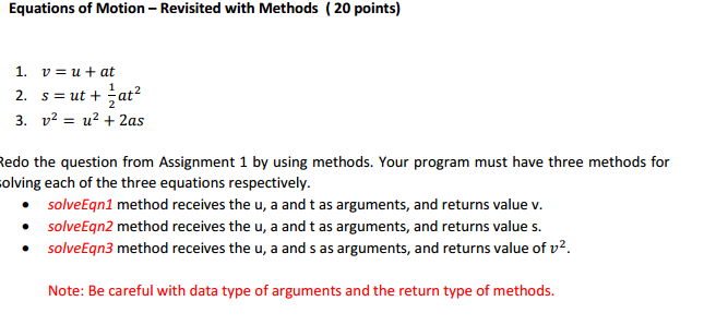 Solved Equations of Motion Revisited with Methods (20 | Chegg.com