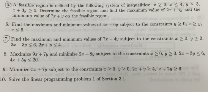 Solved A feasible region is defined by the following system | Chegg.com