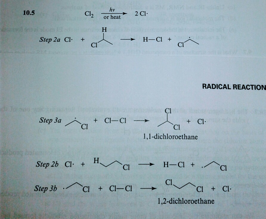 Solved 10.5 CI, 2 Cl. 2 or heat Step 2a CI, + Cl RADICAL | Chegg.com