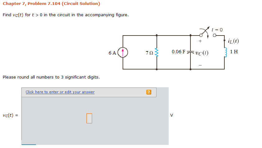 Solved Find vC(t) for t > 0 in the circuit in the | Chegg.com