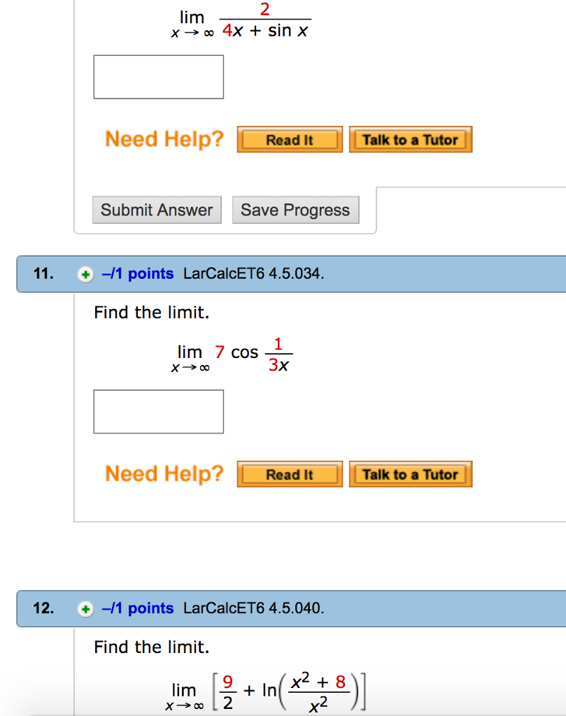 Solved lim-2 Need Help? L-Read lt.. Talk to a Tutor Submit | Chegg.com