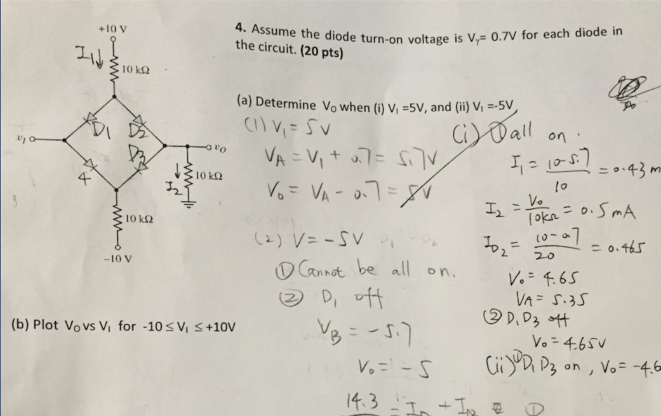 Assume the diode turn-on voltage is V gamma = 0.7V | Chegg.com