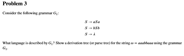 Solved Problem 3 Consider the following grammar G What | Chegg.com