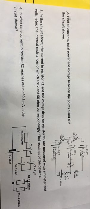Solved Find all currents, total power and voltage between | Chegg.com