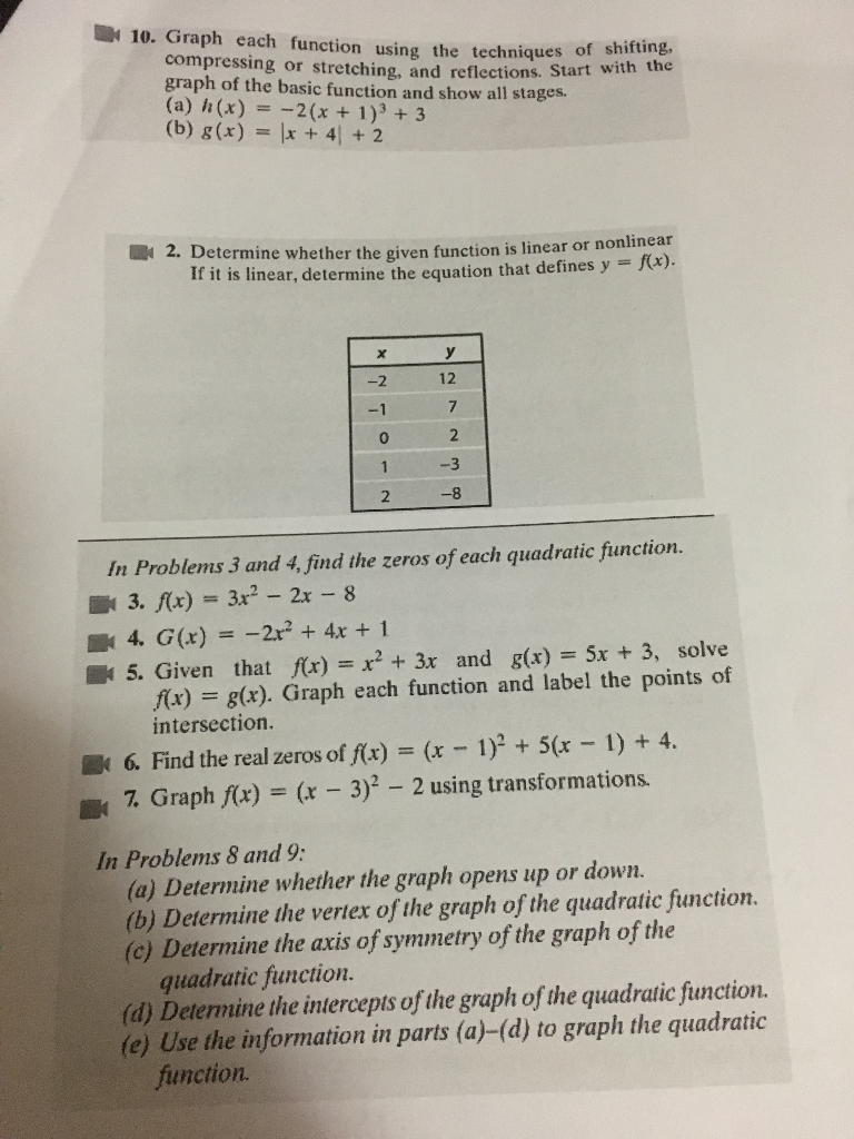 Solved 10. Graph each function using the techniques of | Chegg.com