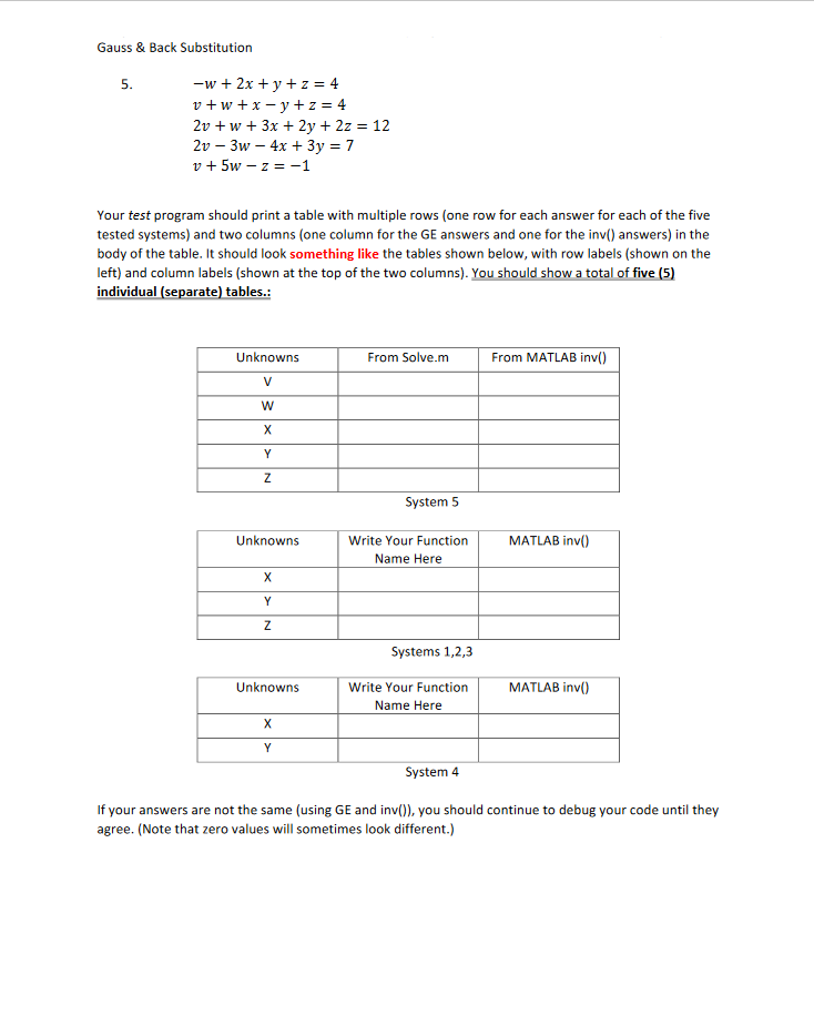 Gauss & Back Substitution Obiective: Write a function | Chegg.com